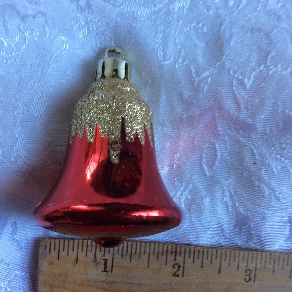 Holiday | Vintage Style Red And Gold Glitter Bells | Poshmark